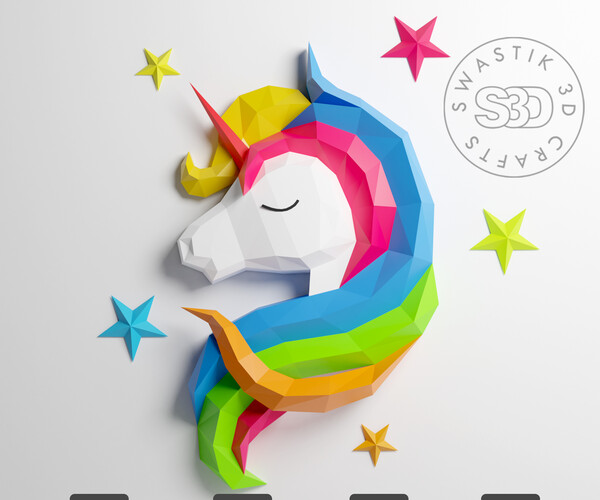 ArtStation - Unicorn Paper craft PDF Template, Lowpoly Unicorn model ...