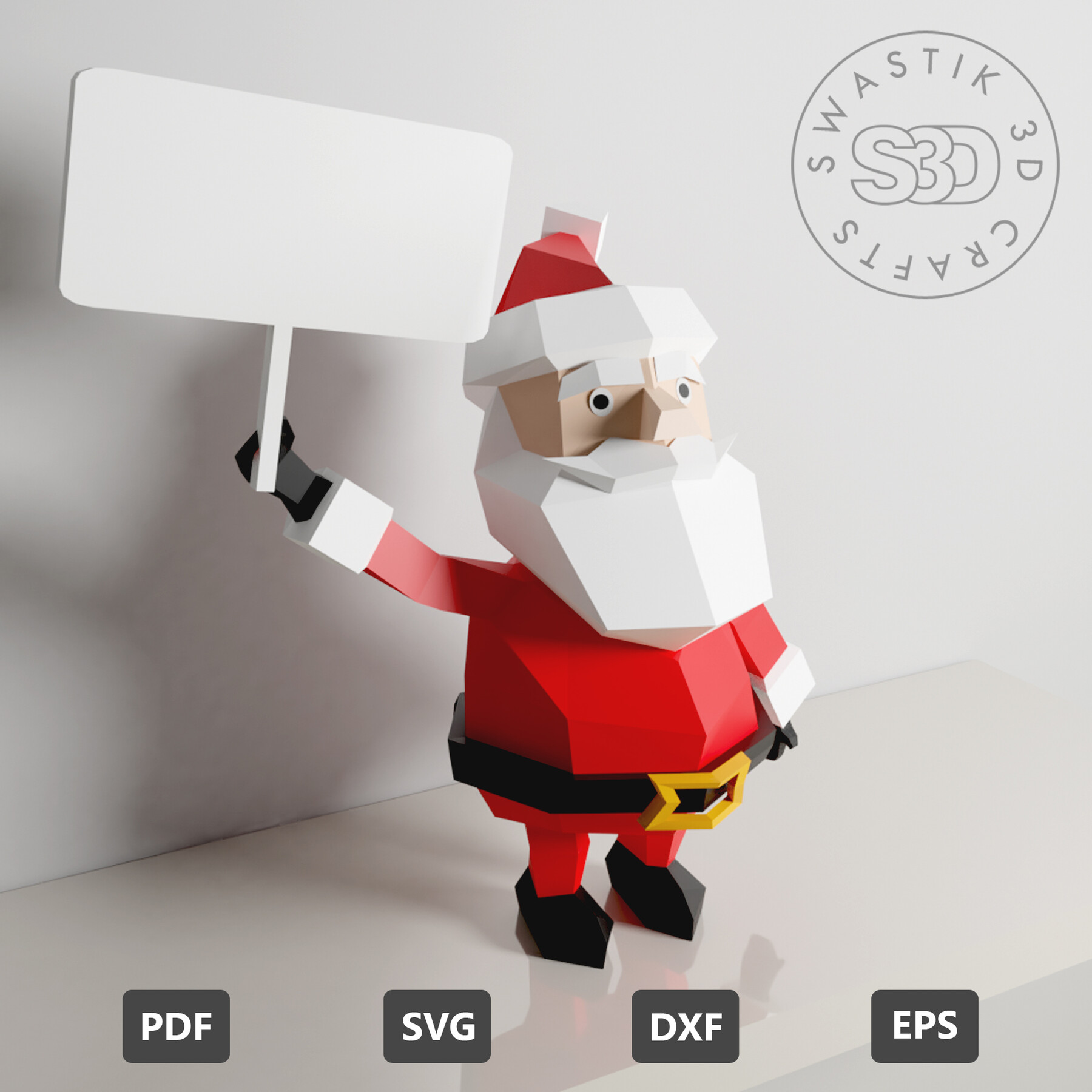 ArtStation - PDF Template of Santa Claus Papercraft /lowpoly Papercraft ...