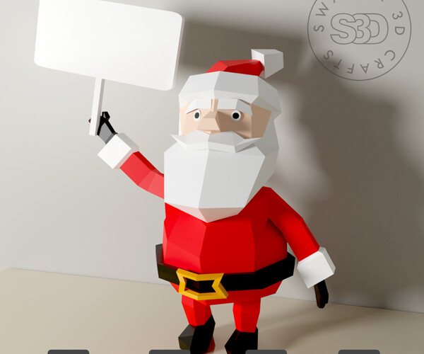 ArtStation - PDF Template of Santa Claus Papercraft /lowpoly Papercraft ...
