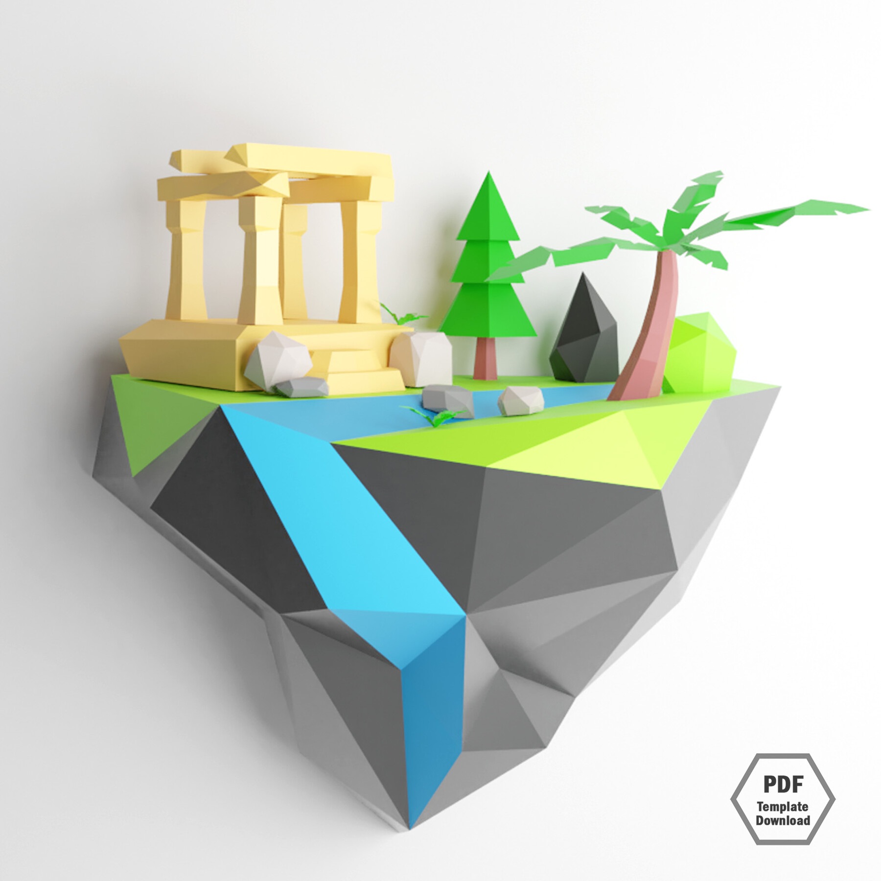 ArtStation - Island Papercraft / Ancient Ruins Papercraft/ PDF Template ...