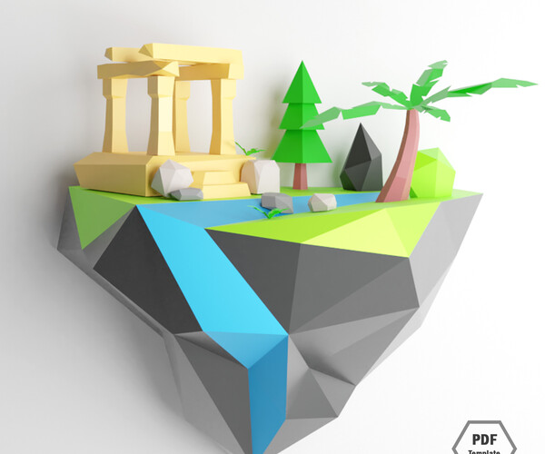 ArtStation - Island Papercraft / Ancient Ruins Papercraft/ PDF Template ...