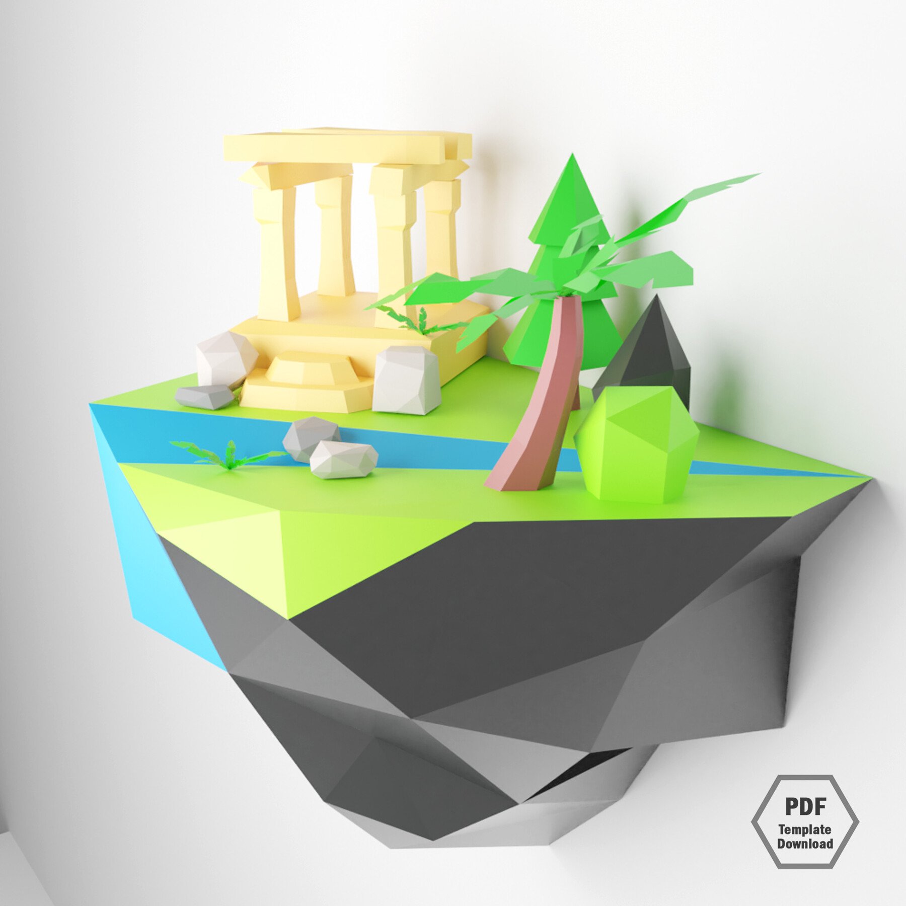 ArtStation - Island Papercraft / Ancient Ruins Papercraft/ PDF Template ...