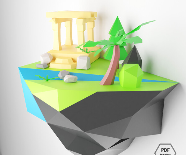ArtStation - Island Papercraft / Ancient Ruins Papercraft/ PDF Template ...