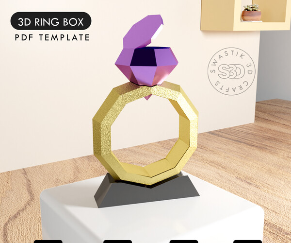 ArtStation - 3D Papercraft Template of Ring Box with Stand , Surprise ...