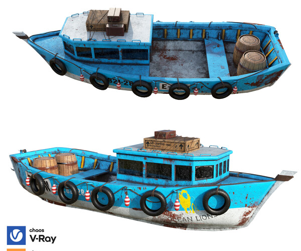 ArtStation - Old Boat low poly PBR texture Low-poly 3D model Low-poly ...