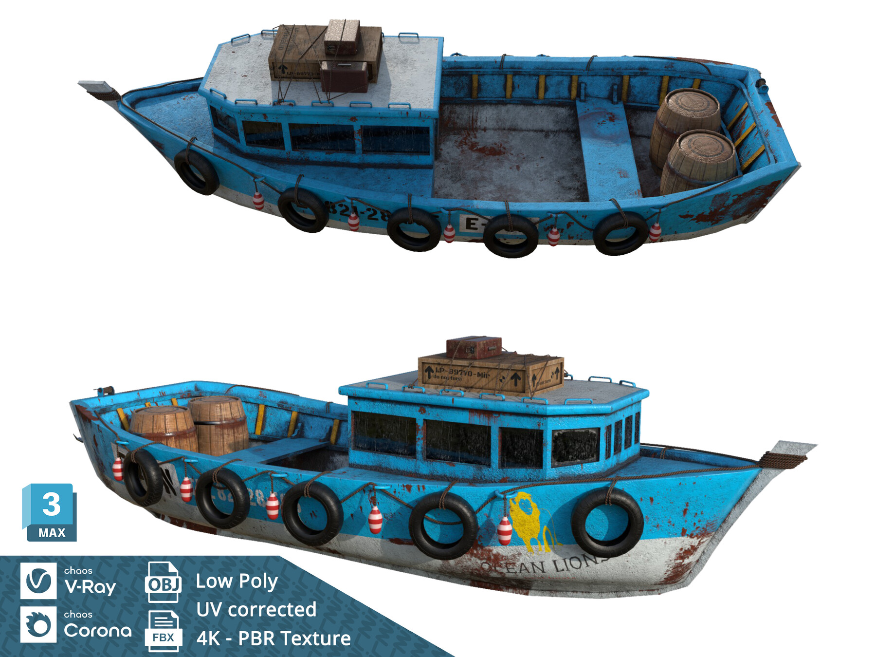 ArtStation - Old Boat low poly PBR texture Low-poly 3D model Low-poly ...