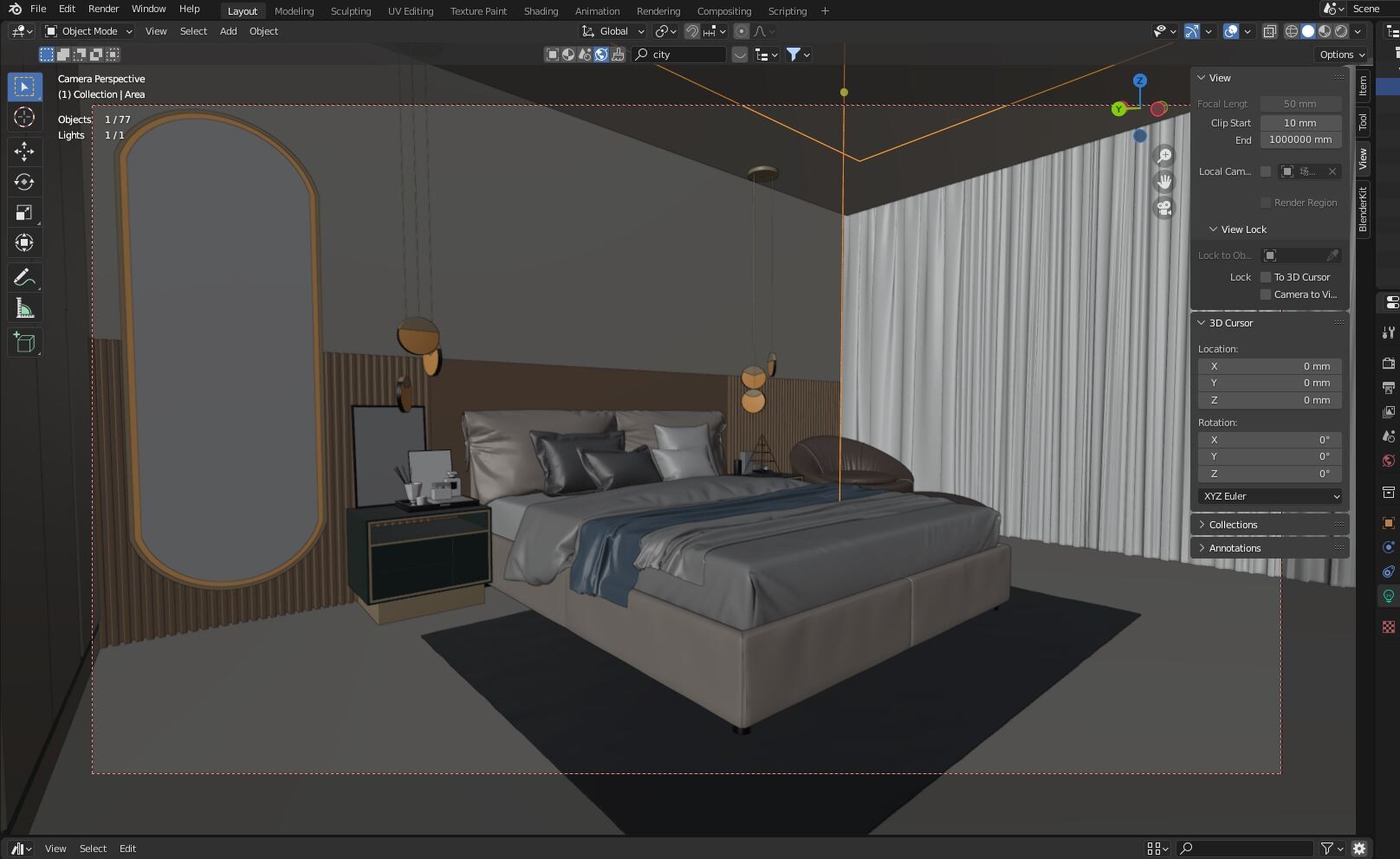 ArtStation - Sence Bedroom Blender 3.x | Game Assets