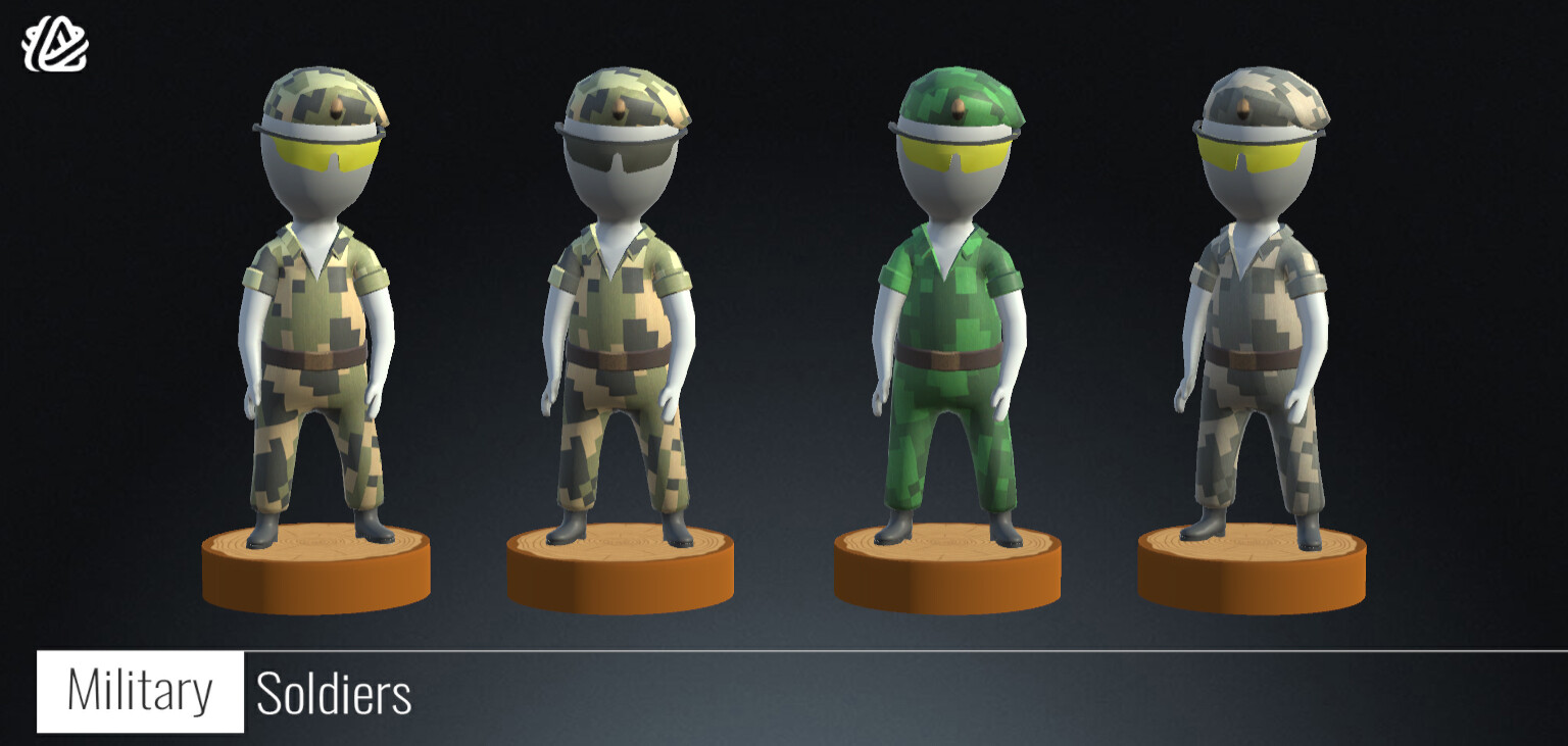 ArtStation - Stickmans Soldiers - 3D Military, characters | Game Assets