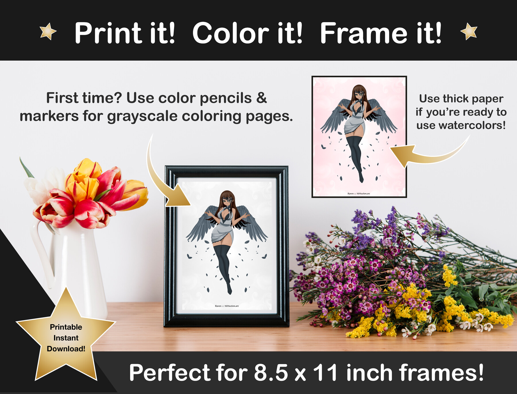 ArtStation - Printable Grayscale Coloring Pages for Adults | Original ...