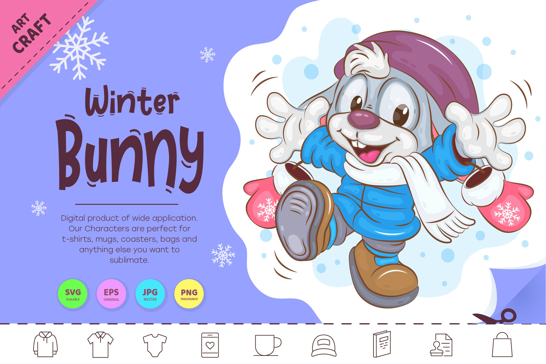 ArtStation - Winter Cartoon Bunny. Clipart | Artworks