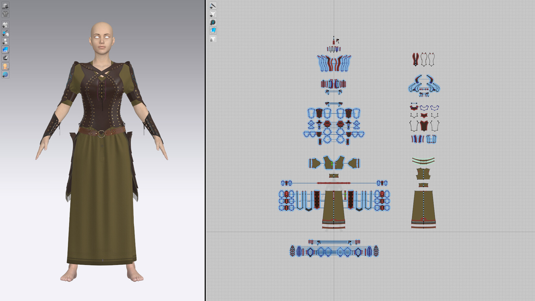 ArtStation - Female medieval armor #1 / Skin / Dress / Сorset / Armbands / Shoulder / Belt ...