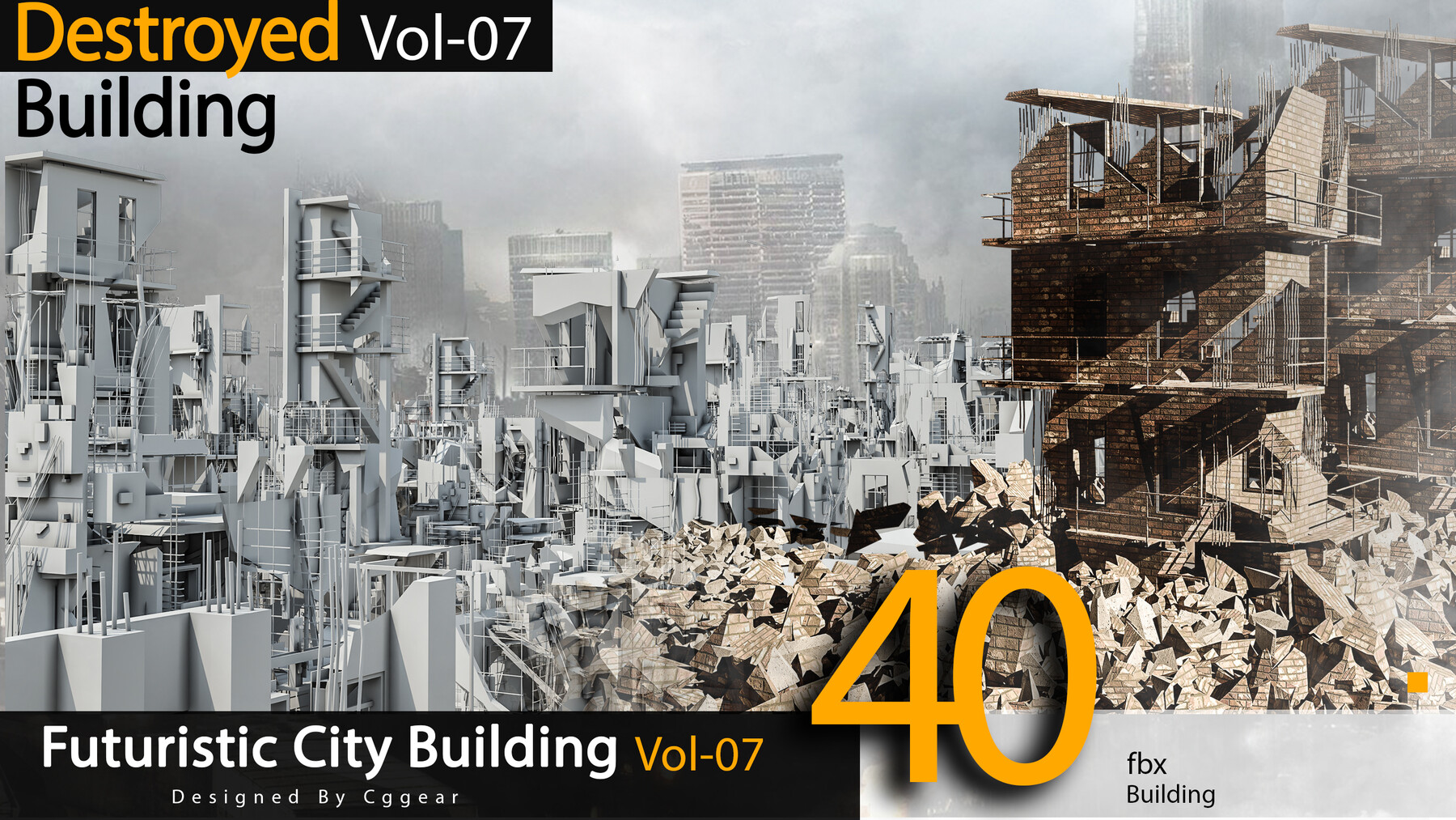 ArtStation - 40 Destroyed Building Vol 07 | Game Assets