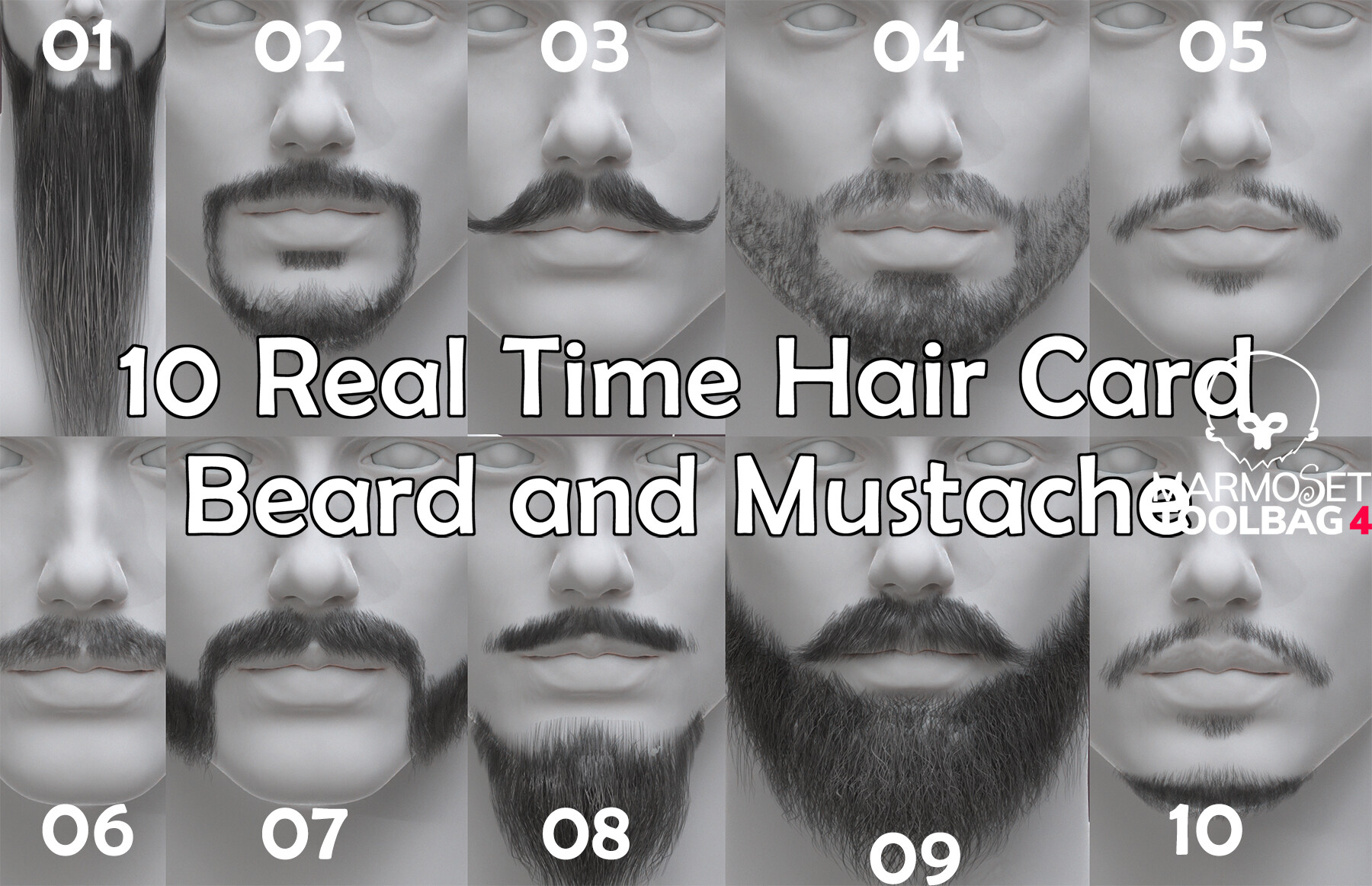 ArtStation - 10 sexy Real Time Hair Card Beard and Mustache pack beard ...