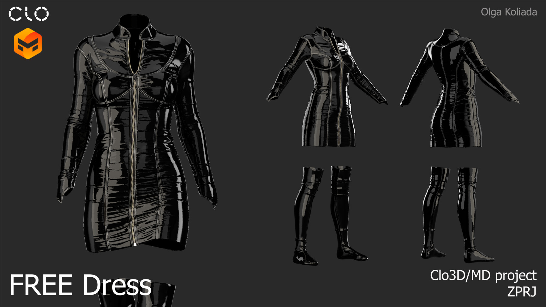 ArtStation - FREE Dress. Marvelous Designer/Clo3d project | Resources