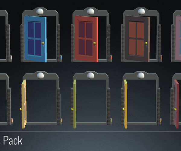 ArtStation - 3D Lowpoly Doors Pack - Home Interior | Game Assets