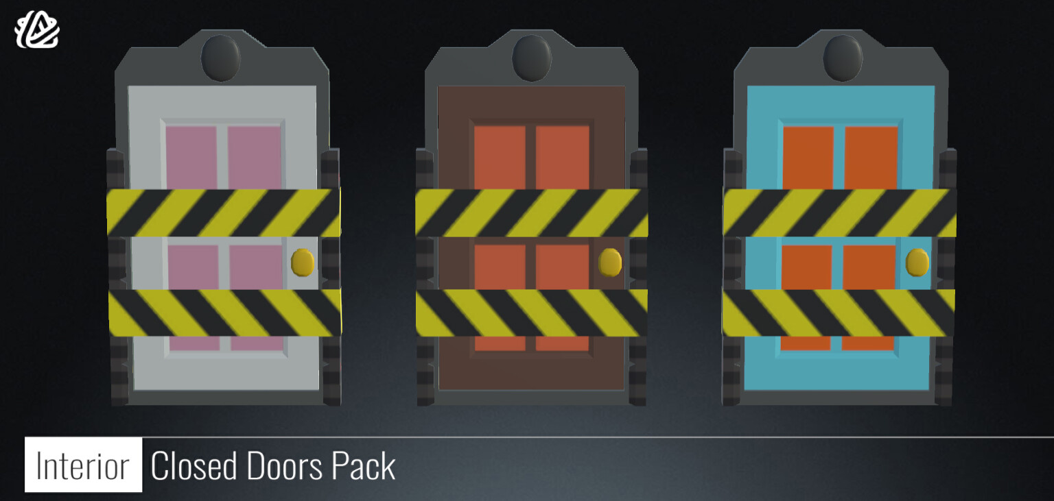 ArtStation - 3D Lowpoly Closed Doors Pack - Home Interior | Game Assets