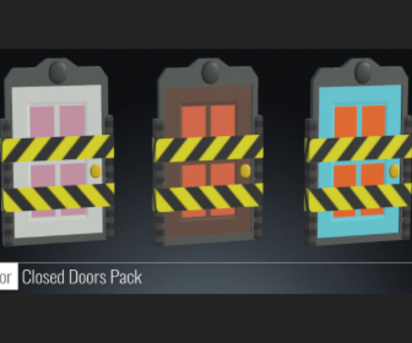 ArtStation - 3D Lowpoly Closed Doors Pack - Home Interior | Game Assets