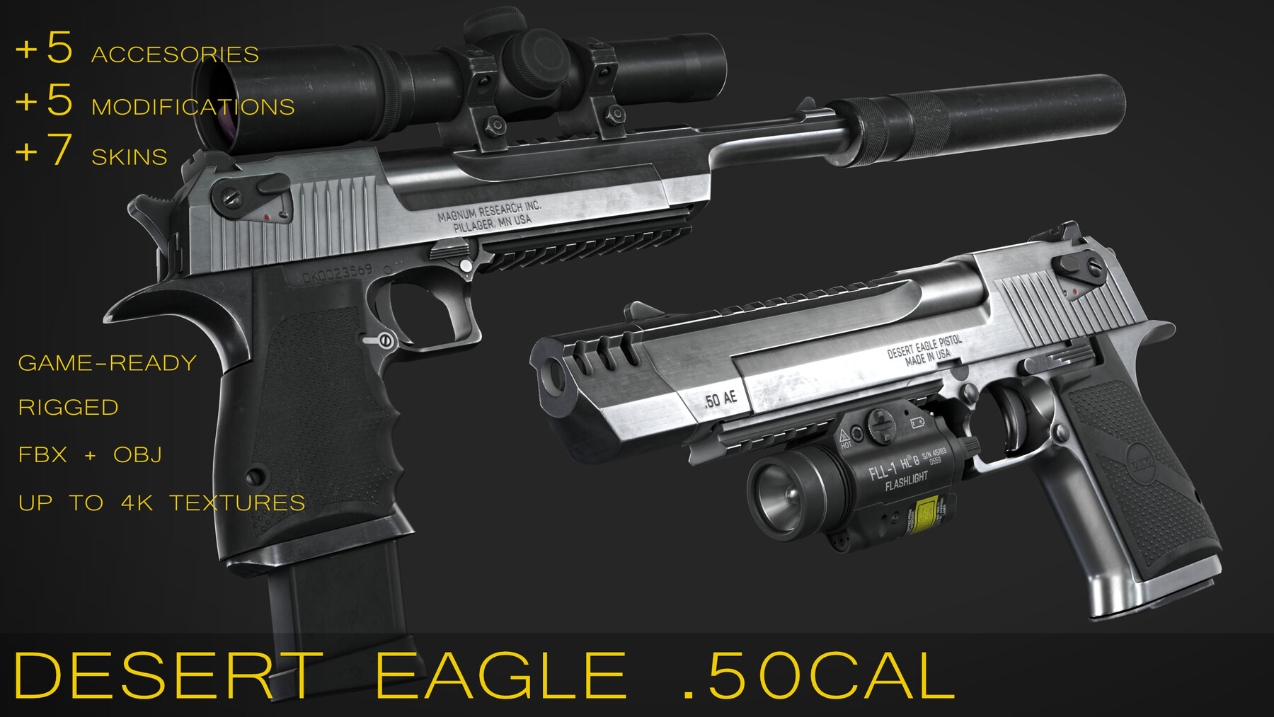 ArtStation - Desert Eagle XIX cal.50 | Game Assets
