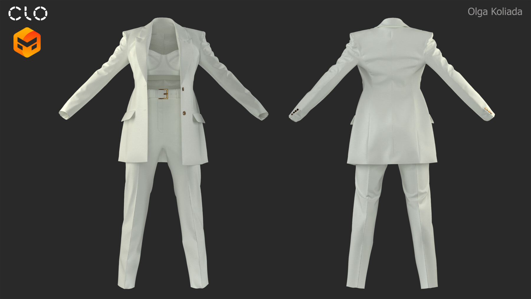 ArtStation - Women's trouser suit. Marvelous Designer/Clo3d project+OBJ ...
