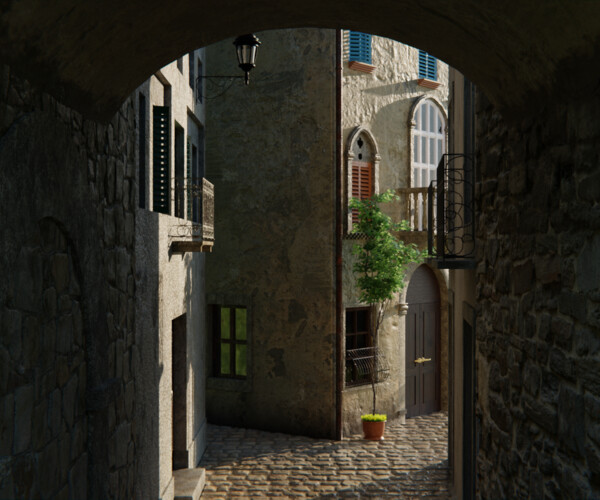 ArtStation - European Alley 3d Scene | Resources