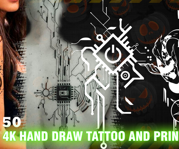 ArtStation - 50 4K GEOMETRIC TATTOO AND PRINT - VOL36 | Brushes