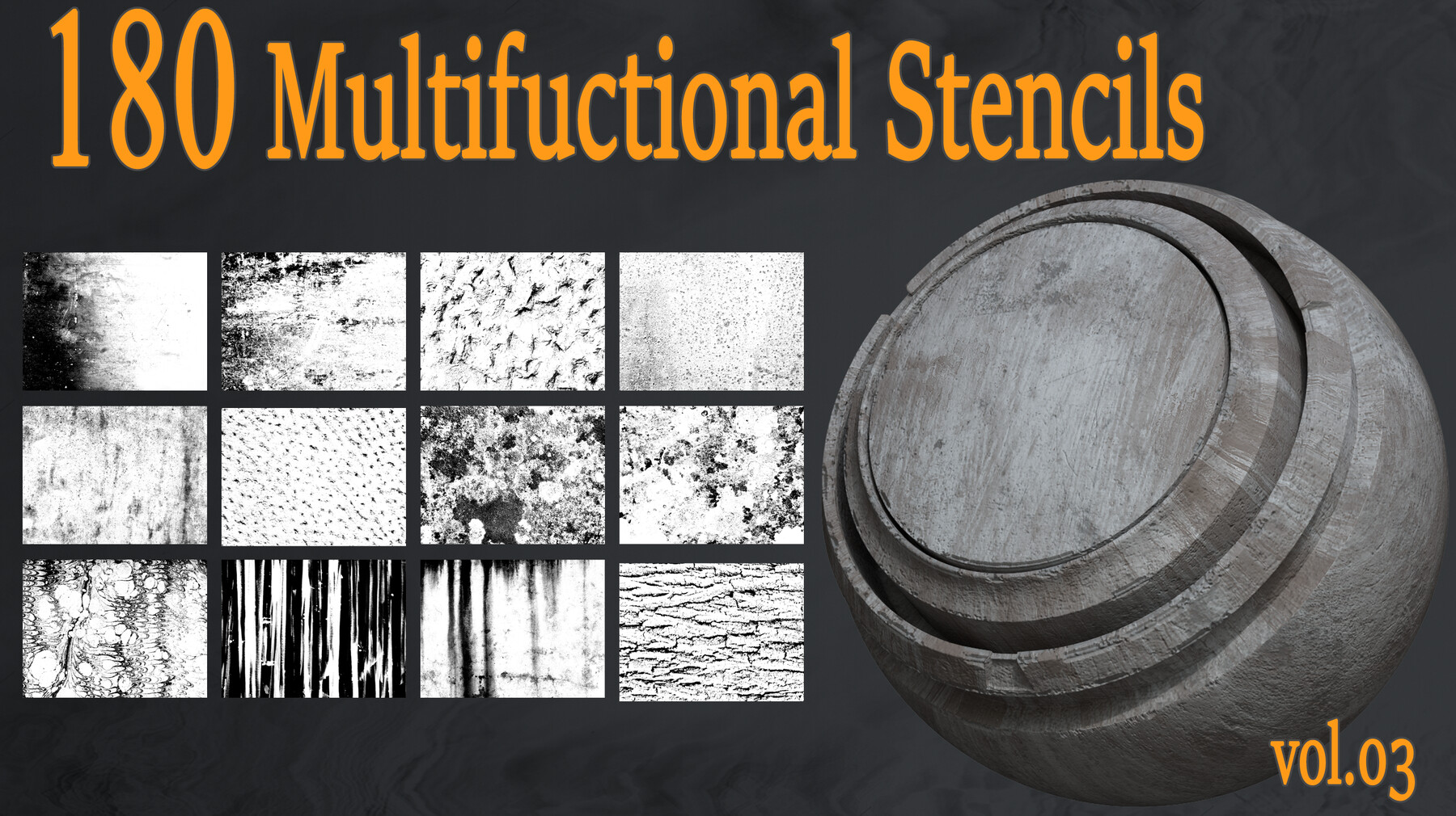 ArtStation - 180 Multifuctional Stencils - Vol03 | Brushes