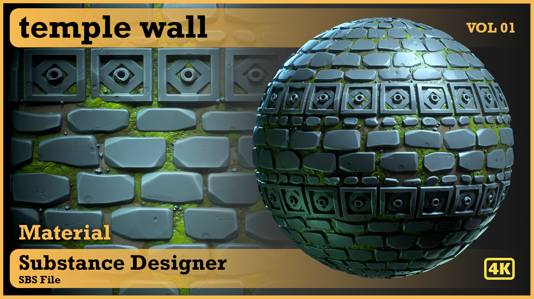 ArtStation - temple wall - VOL 01 - Stylized | Game Assets