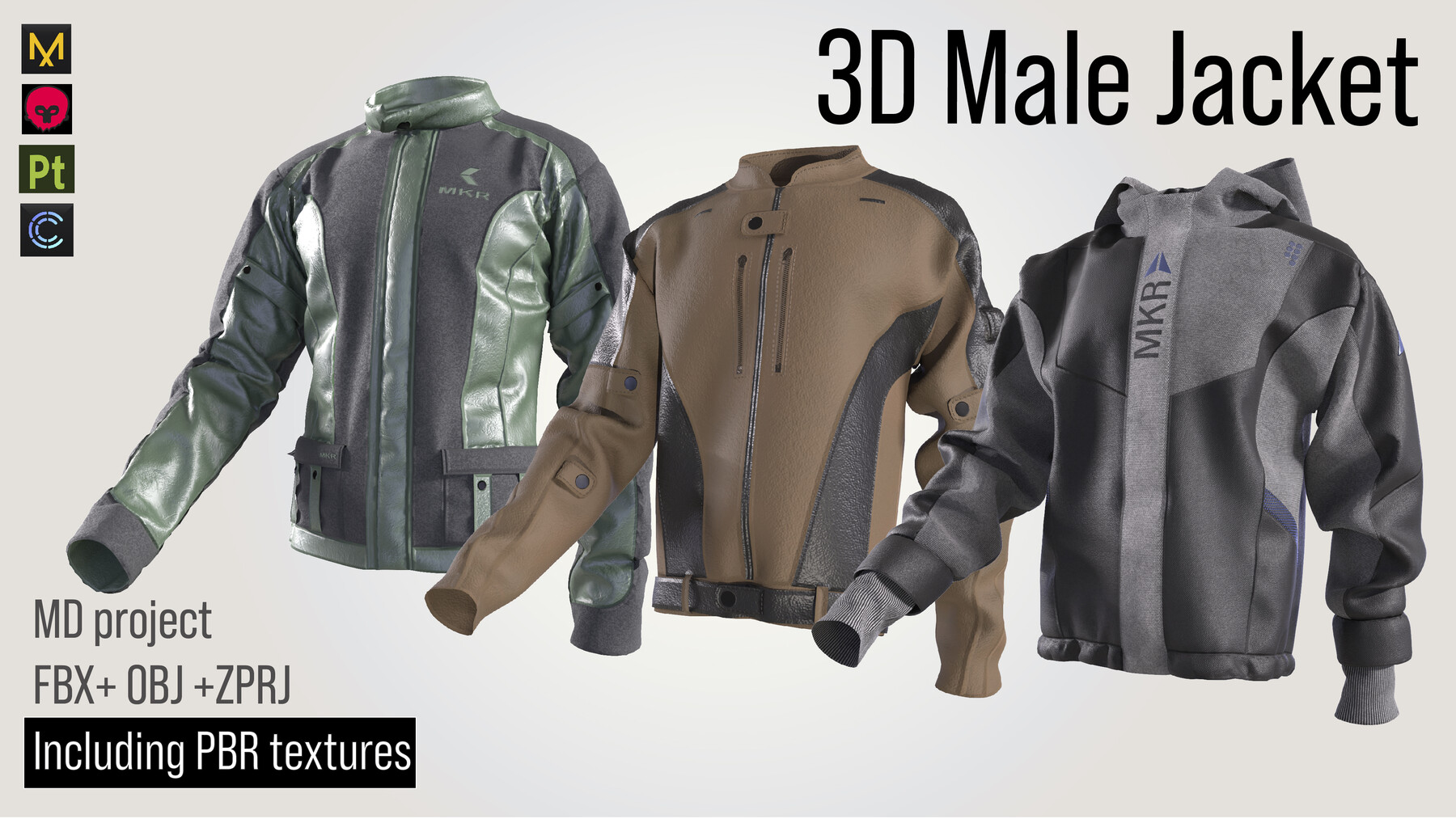 ArtStation - 3 Jackets male outfit | Game Assets