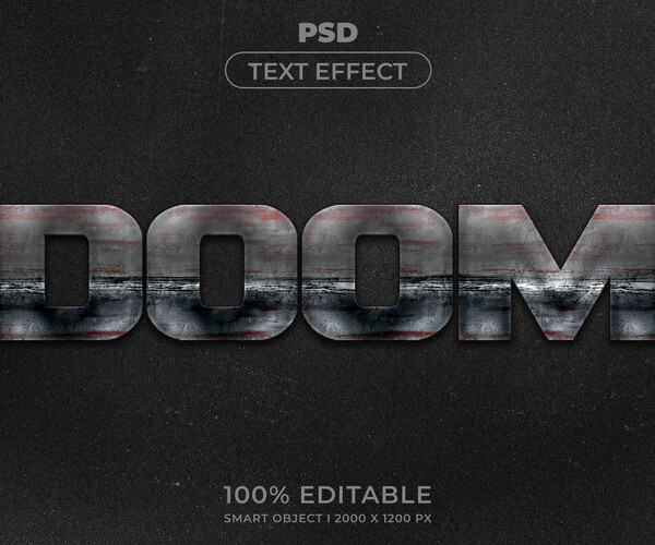 ArtStation - 3D Doom PSD fully editable text effect. Layer style PSD ...