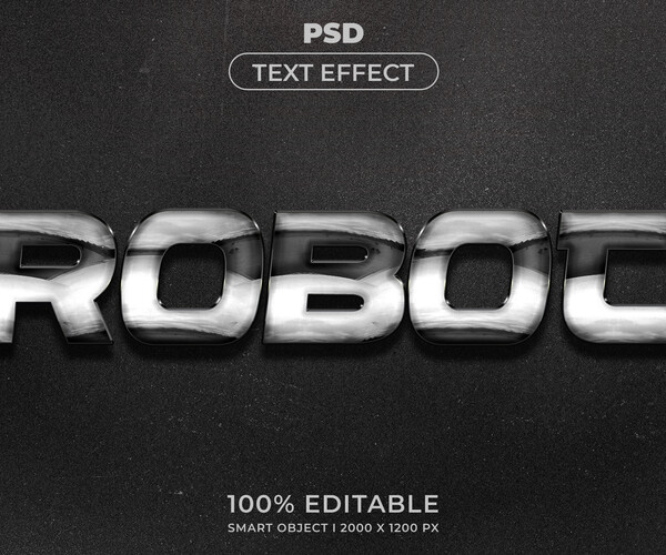 ArtStation - 3D Robot PSD fully editable text effect. Layer style PSD ...