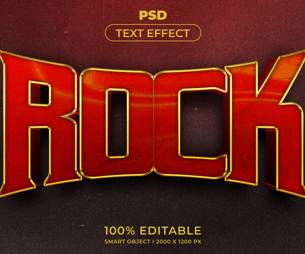 ArtStation - 3D Rock PSD fully editable text effect. Layer style PSD ...