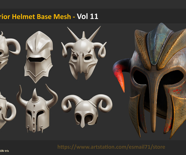 ArtStation - 25 Warrior Helmet Base Mesh - Vol 11 | Resources