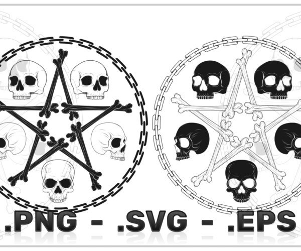 ArtStation - Bone Star Skull Vector Design With Chains | Artworks