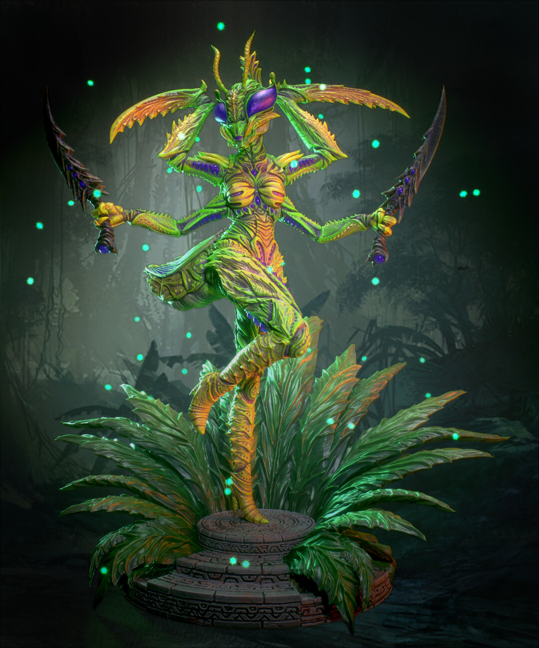 ArtStation - Mantis, insectoid blade dancer 3d print figurine | Resources