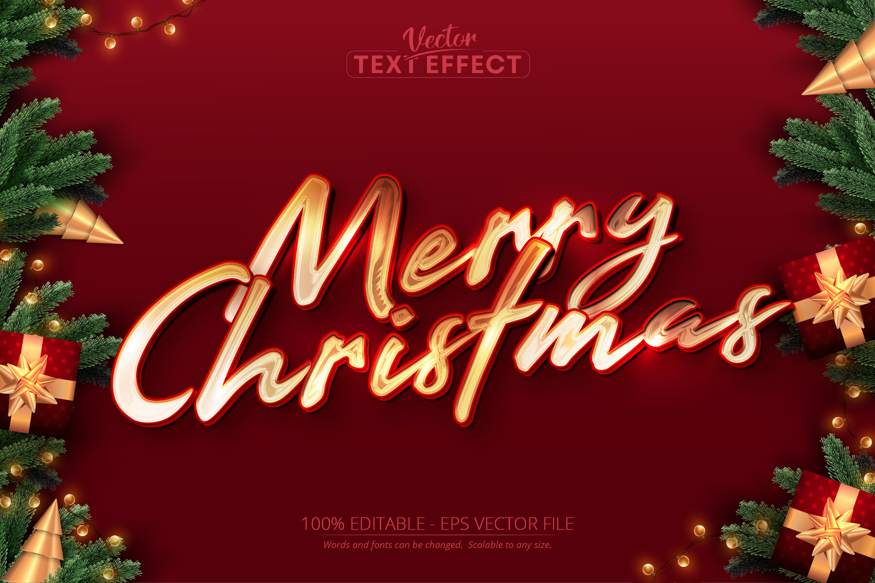 ArtStation - Merry Christmas text effect, editable shiny gold text ...