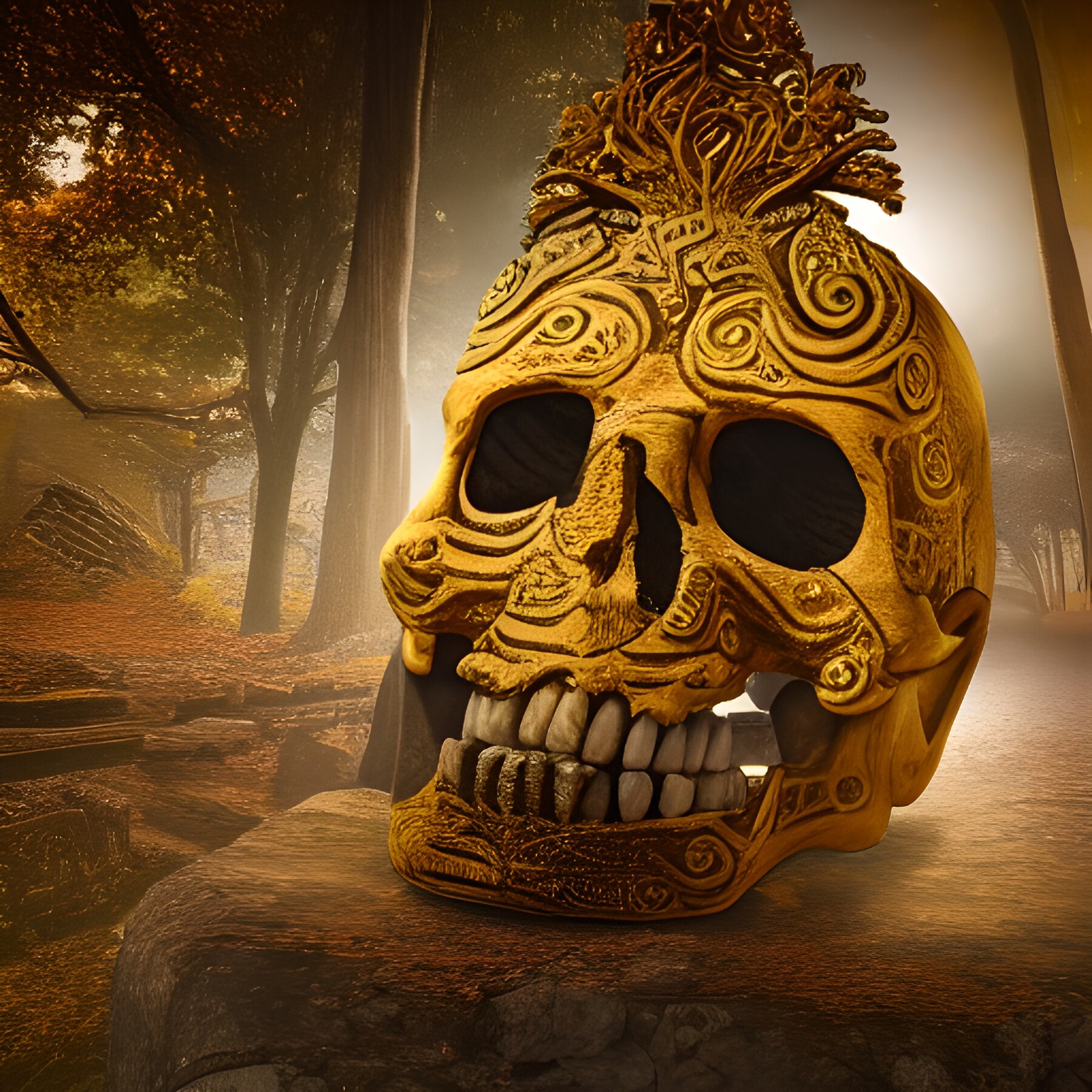 ArtStation - Obsidian skull gilded in gold | Artworks