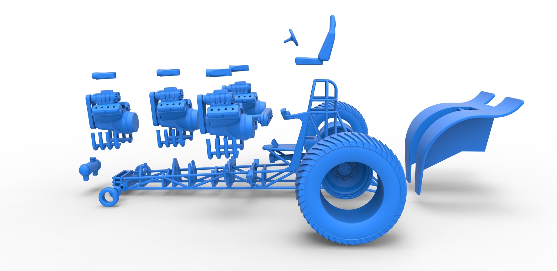 ArtStation - 3D printable Diecast Pulling tractor with 4 engines V8 ...