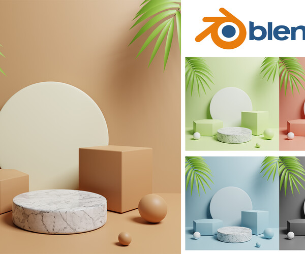 ArtStation - 3d rendering of pastel color backdrop blender 3.x | Resources