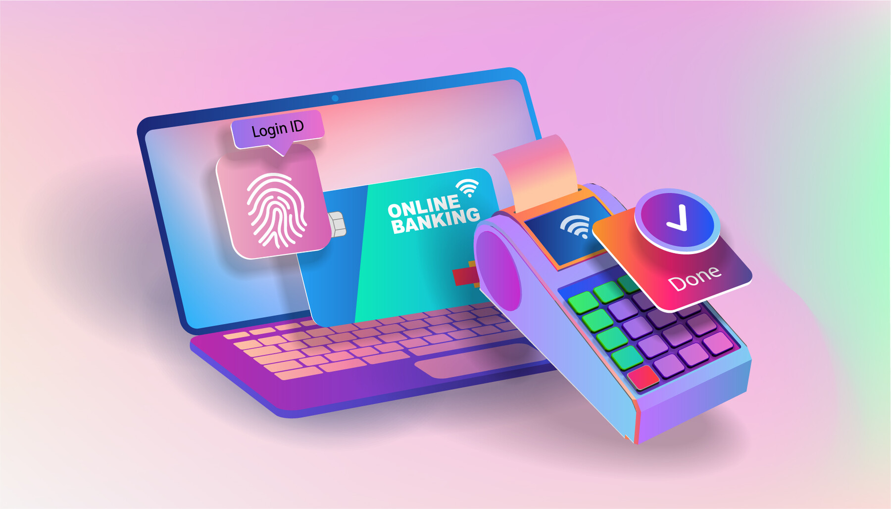 ArtStation - Bank terminal and payment for online purchases on the laptop screen | Artworks