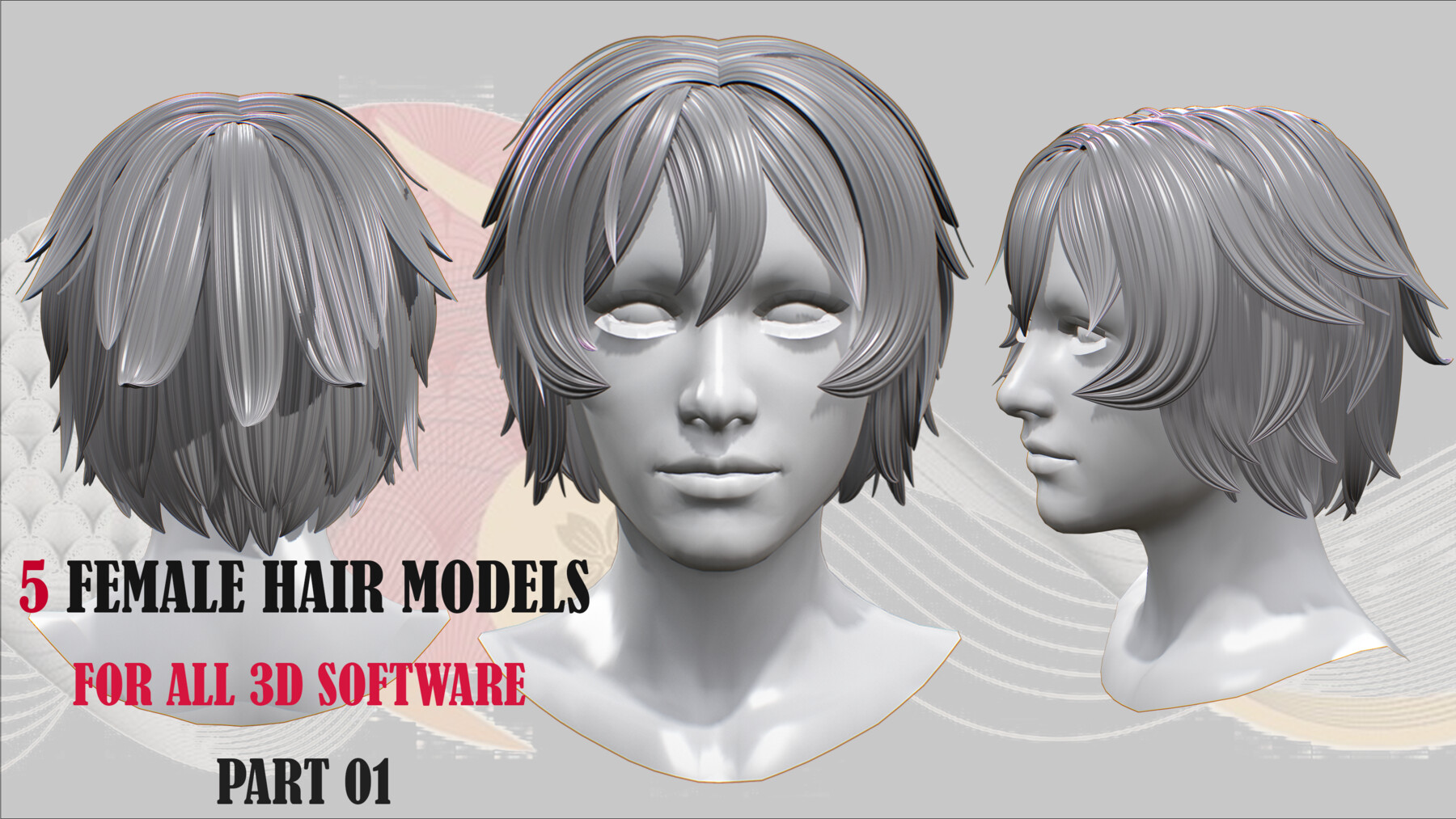 ArtStation - 5 Hair Models ( All 3d Software ) | Game Assets