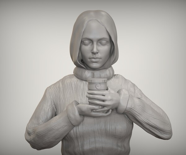 ArtStation - Zen Coffee Girl for 3D Print 3D print model | Resources