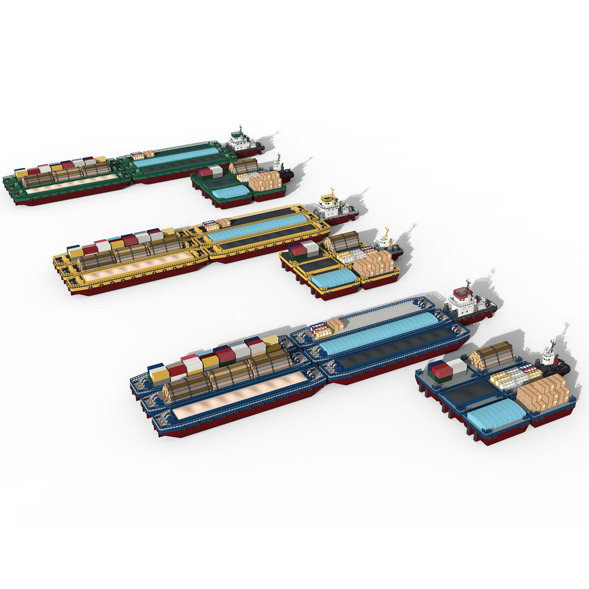 ArtStation - Barge and Push Boats lowpoly | Game Assets