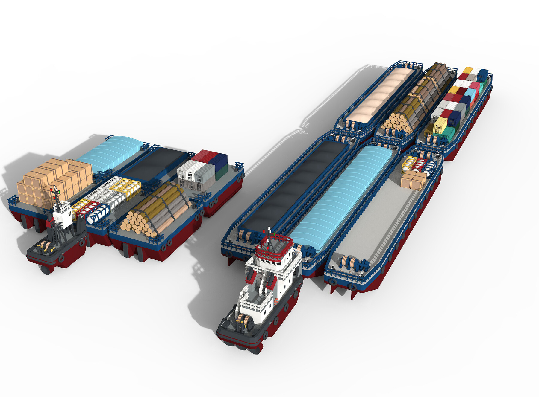 ArtStation - Barge and Push Boats lowpoly | Game Assets