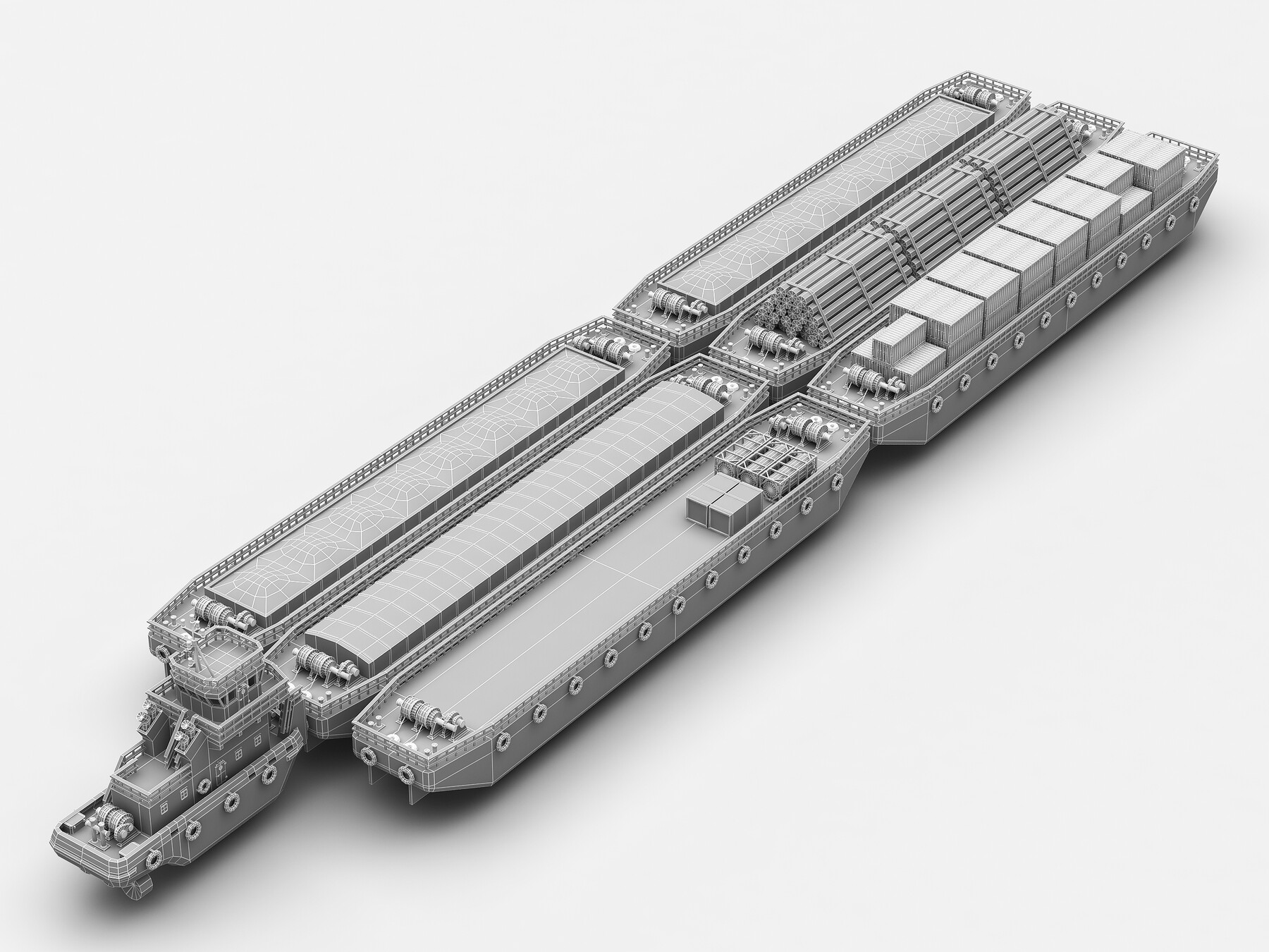 ArtStation - Barge and Push Boats lowpoly | Game Assets