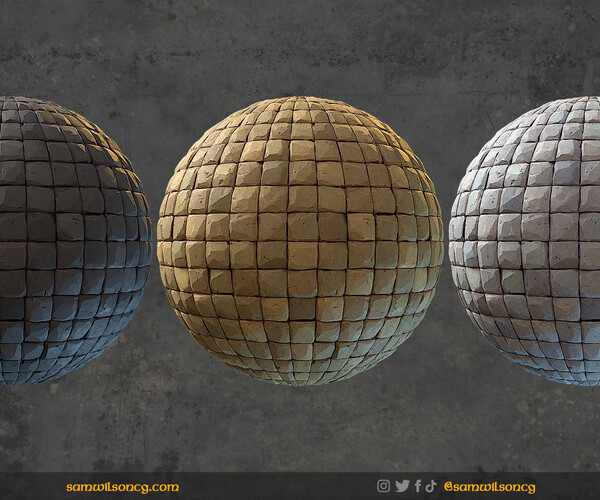 ArtStation - Stylized Cobblestone Squares - PBR Tile Material | Game Assets