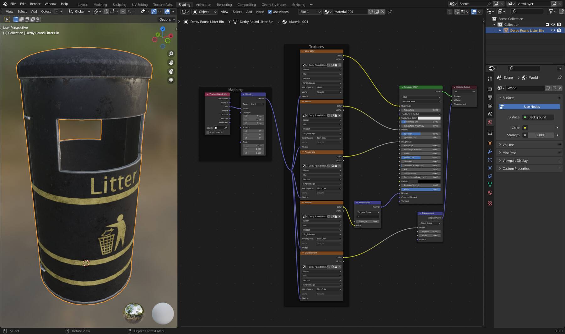 ArtStation - Derby Round Litter Bin | Game Assets