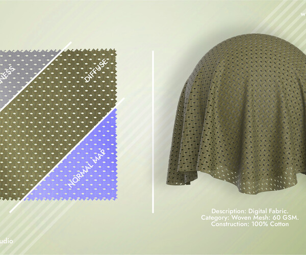ArtStation - Woven Pinhole Mesh Winter Moss Colored Fabric | Game Assets