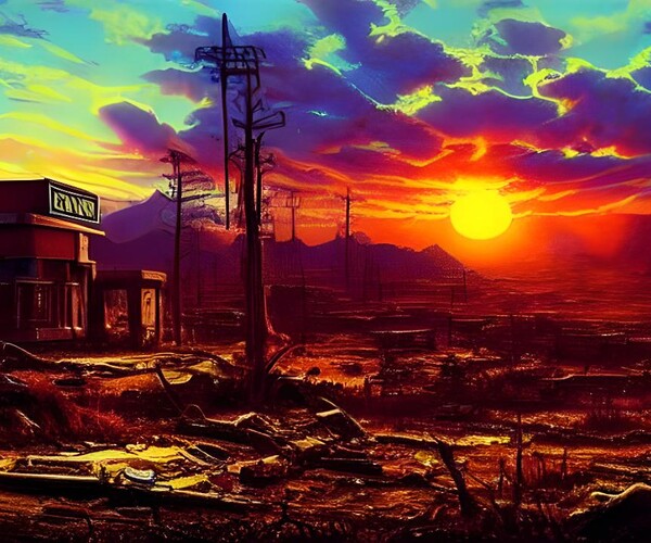 ArtStation - 84 radioactive sunset 3100 jpg pack runwayml art | Artworks