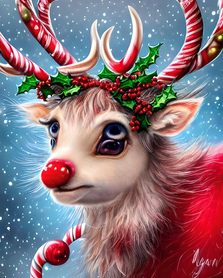 ArtStation - 88 cute christmas reindeer baby 2300 jpg pack runwayml art ...