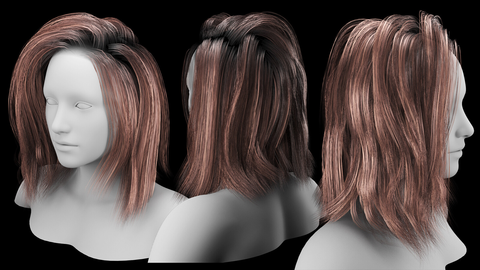 ArtStation - Low Poly game ready haircard bundle vol3 (max fbx obj ...